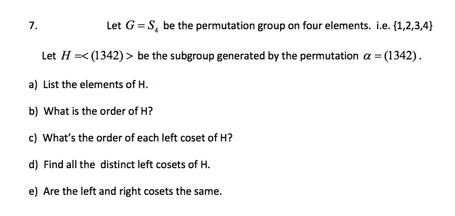Solved Let G = S_4 be the permutation group on four | Chegg.com
