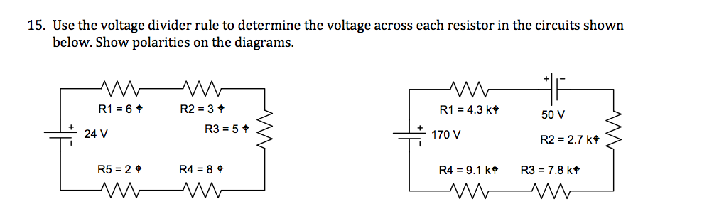 Solved 15. Use the voltage divider rule to determine the | Chegg.com