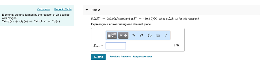 Solved Constants Periodic Table Part A Elemental sulfur is | Chegg.com