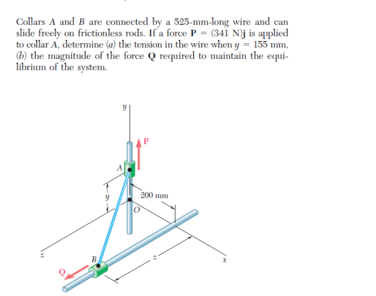 Solved Collars A and B are connected by a 525-mm-long wire | Chegg.com
