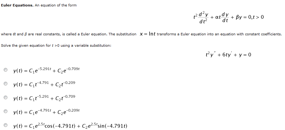 Solved Euler Equations, An equation of the form where alpha | Chegg.com