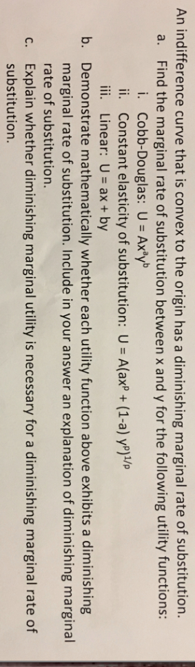 Solved An indifference curve that is convex to the origin | Chegg.com