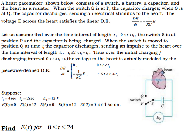 Solved A heart pacemaker, shown below, consists of a switch, | Chegg.com