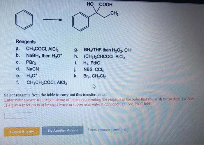 Solved Select reagents from the table to carry out this | Chegg.com