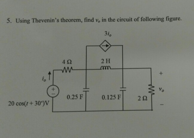 Solved 5. Using Thevenin's theorem, find vo in the circuit | Chegg.com