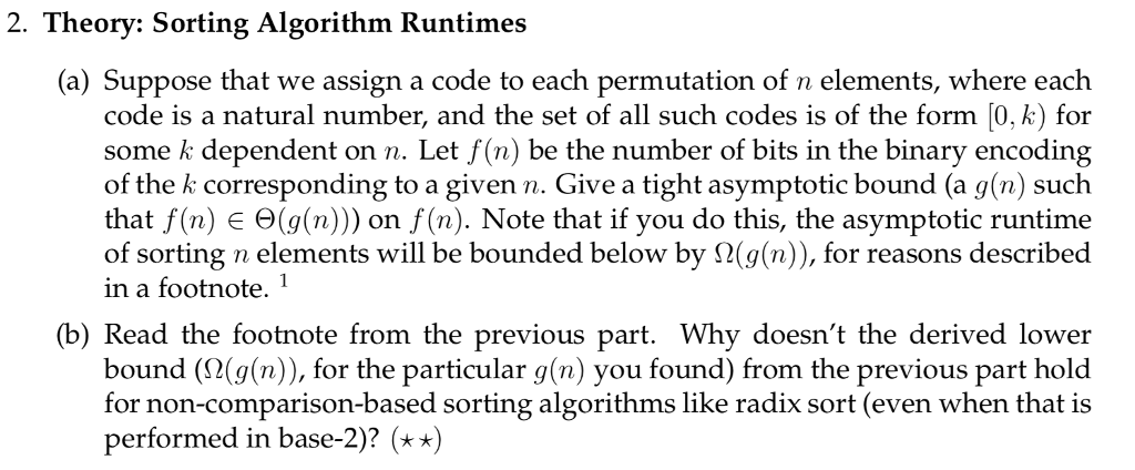 Solved 2. Theory: Sorting Algorithm Runtimes (a) Suppose | Chegg.com
