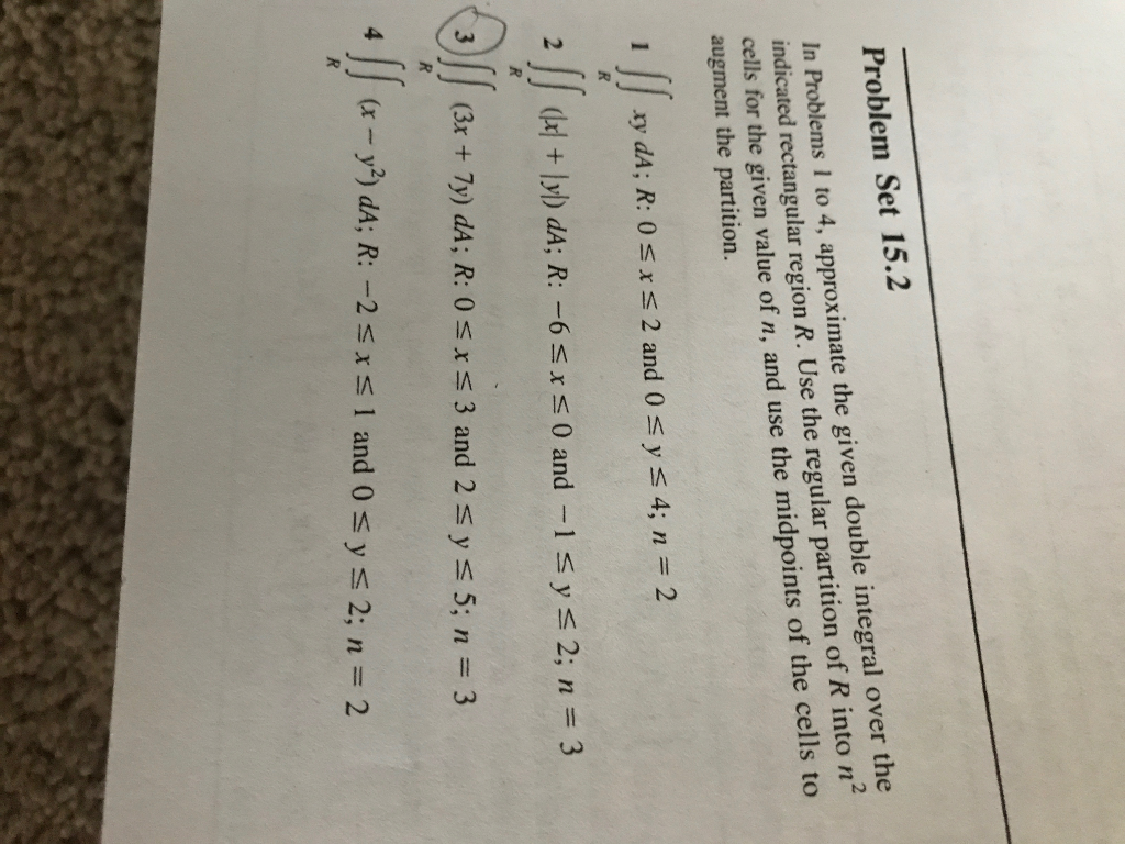 Solved Approximate the given double integral over the | Chegg.com