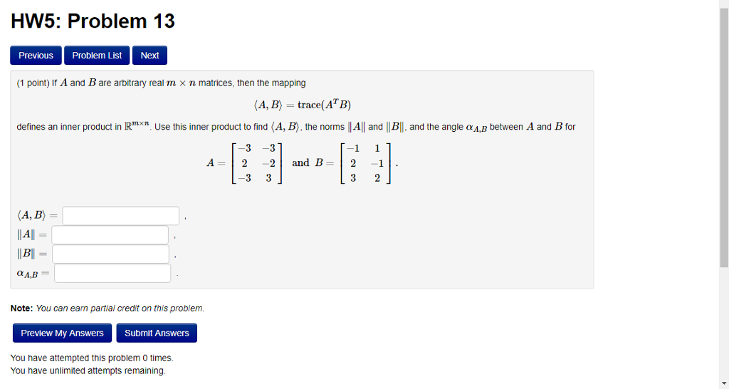 Solved If A and B are arbitrary real m times n matrices, | Chegg.com