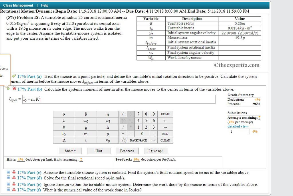 Solved Class I Help Rotational Motion/Dynamics Begin | Chegg.com