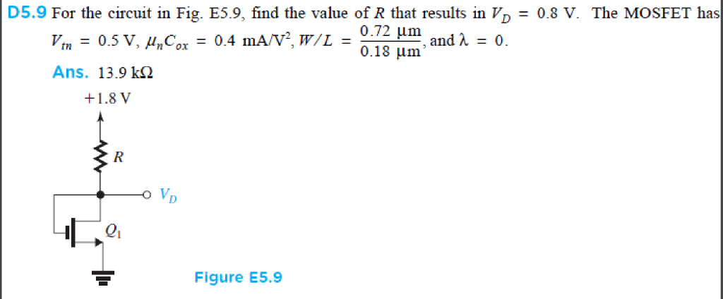 Solved D5.9 For the circuit in Fig. E5.9, find the value of | Chegg.com