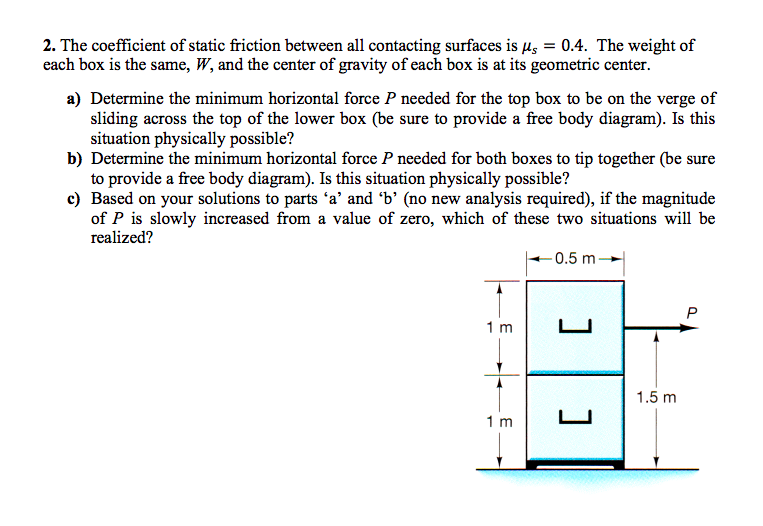 Solved 2. The coefficient of static friction between all | Chegg.com