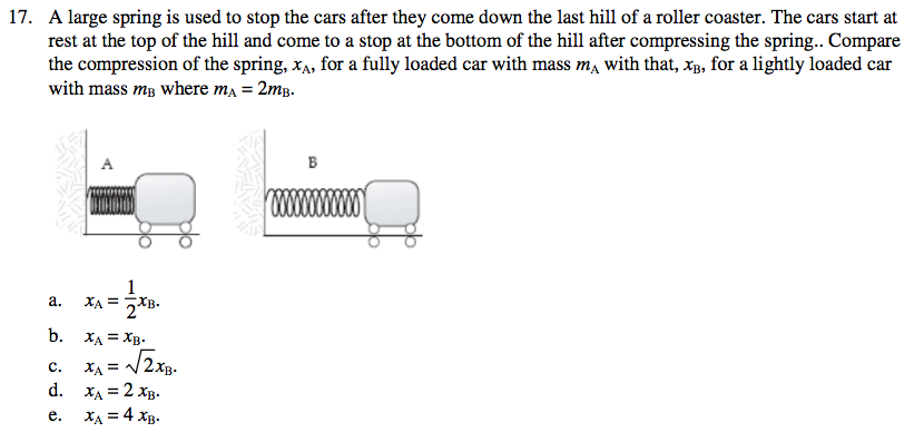 Solved A large spring is used to stop the cars after they | Chegg.com
