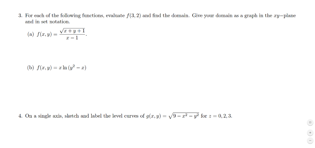 Solved For each of the following functions, evaluate f (3, | Chegg.com