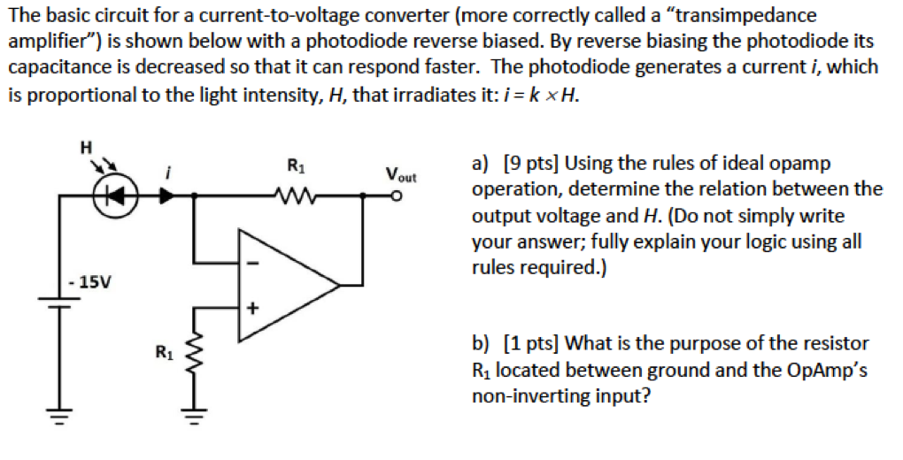 Solved The basic circuit for a current-to-voltage converter | Chegg.com