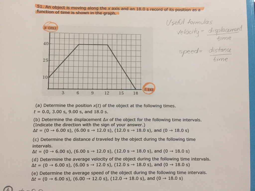 Solved 51. An object is moving along the x axis and an 18.0 | Chegg.com