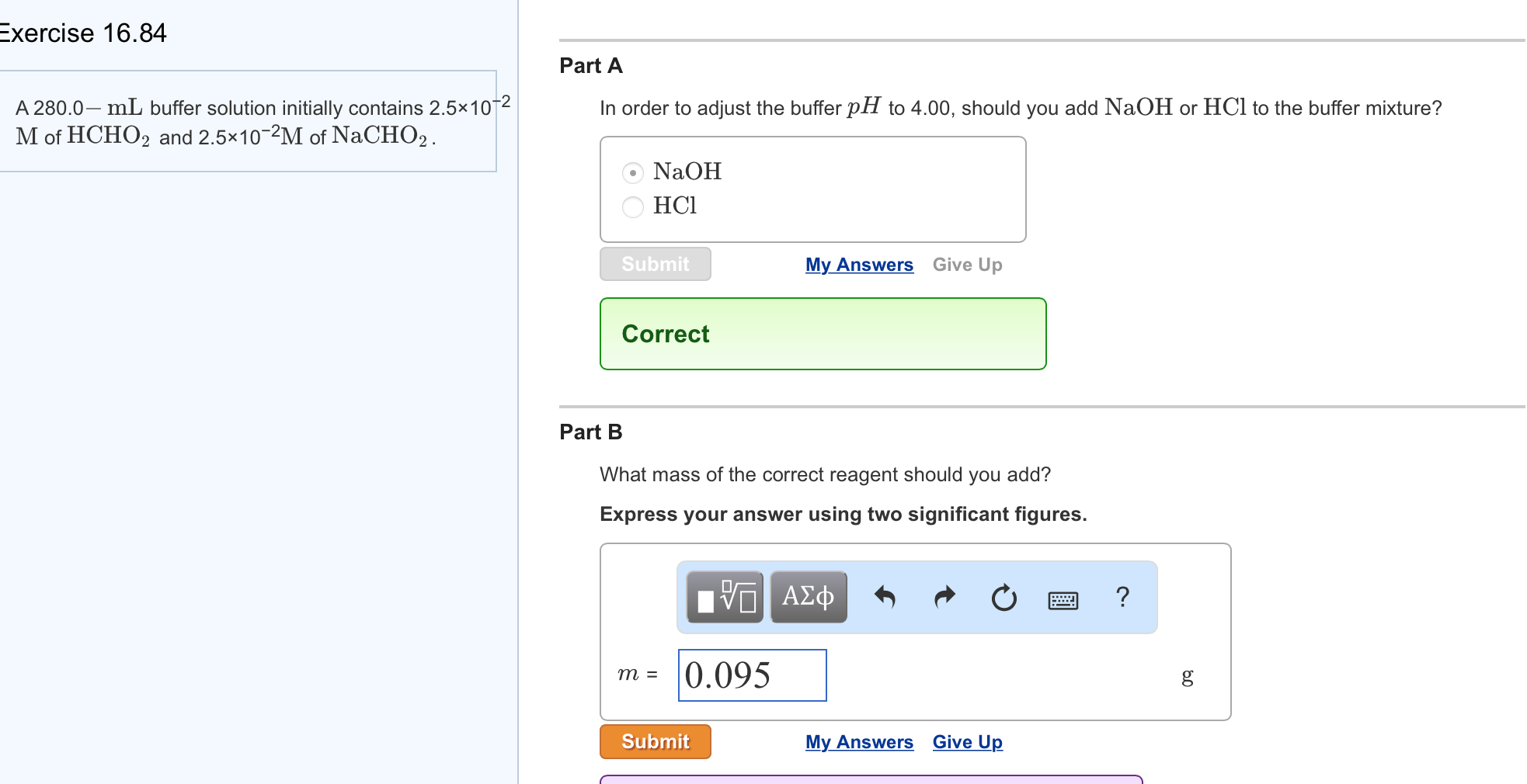 Solved A 280.0?mL buffer solution initially contains | Chegg.com
