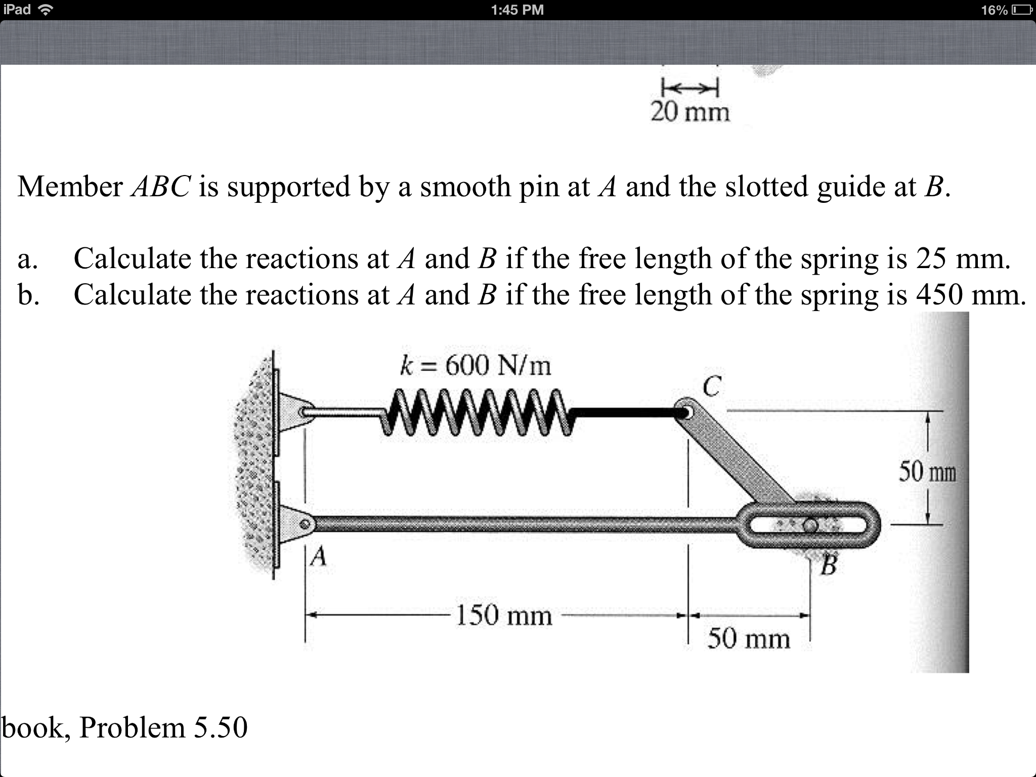 Solved Member ABC is supported by a smooth pin at A and the | Chegg.com
