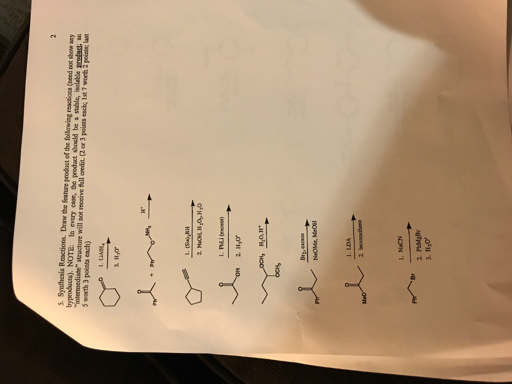 Solved Synthesis Reactions: Draw the feature product of the | Chegg.com