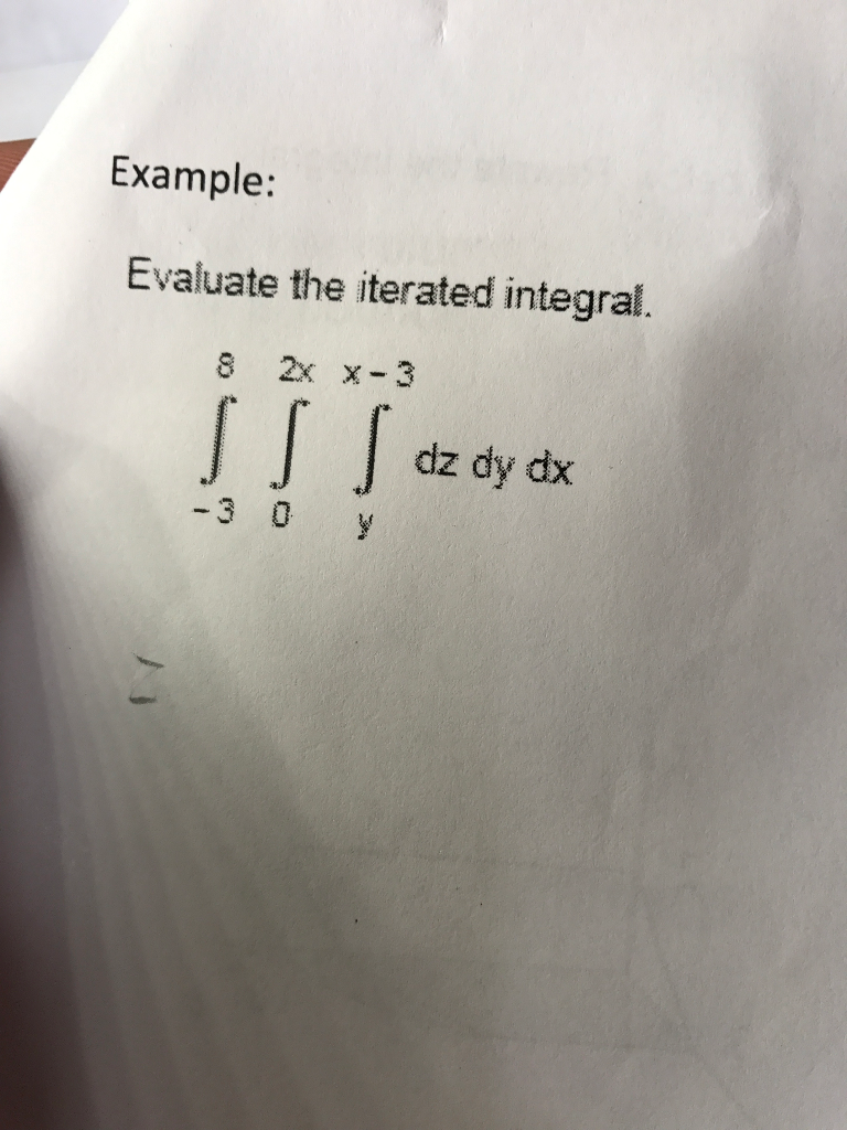 Solved Example: Evaluate the iterated integral dz dy dx -3 0 | Chegg.com