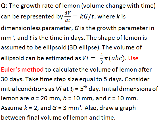 Solved Q: The growth rate of lemon (volume change with time) | Chegg.com