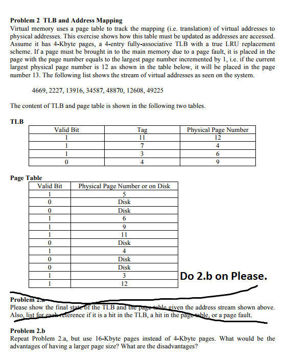 Problem 2 TLB and Address Mapping Virtual memory uses | Chegg.com