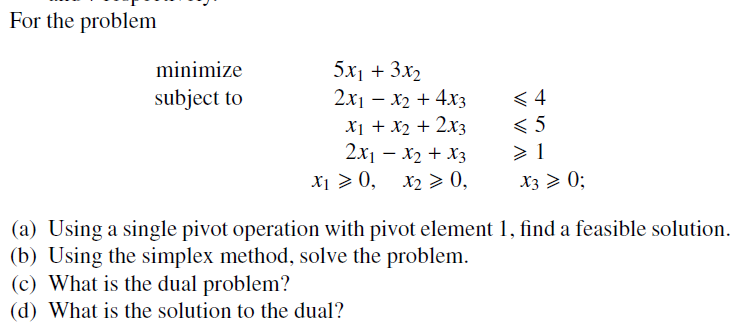 Solved For the problem minimize subject to 5x1 3x2 2x1 x2 | Chegg.com