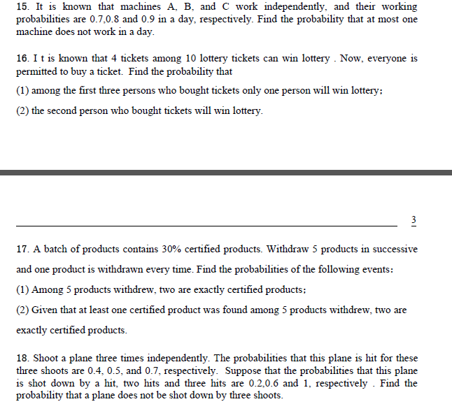 Solved These are five questions about Probability and | Chegg.com
