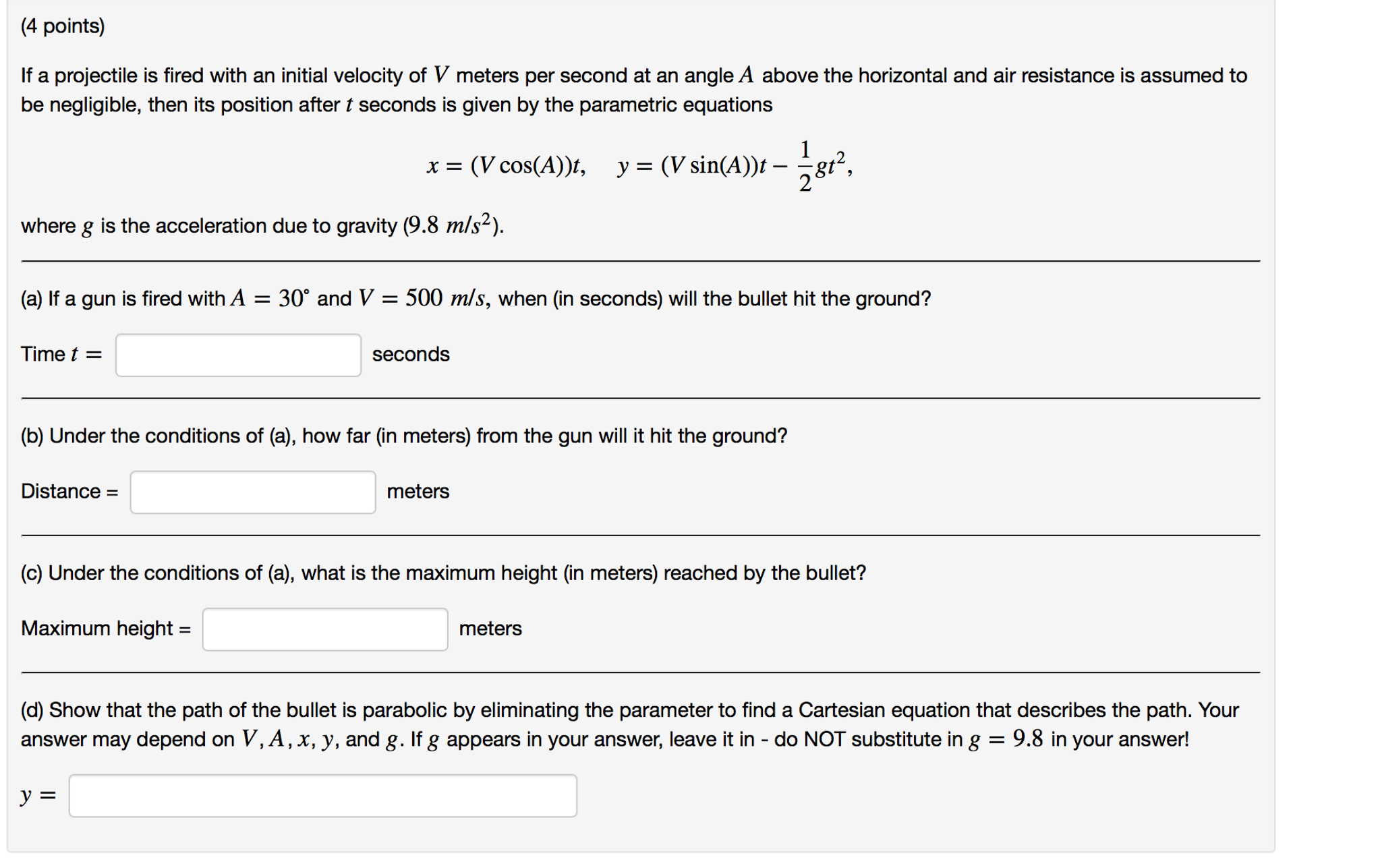Solved If a projectile is fired with an initial velocity of | Chegg.com