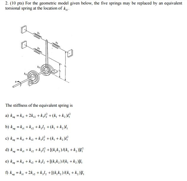 Solved For the geometric model given below, the five springs | Chegg.com