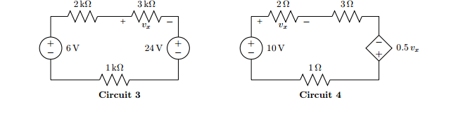 Solved Calculate Vx for each of the following circuits. | Chegg.com