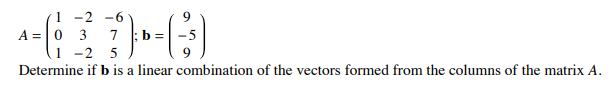 Solved -2-6 1-2 5 Determine if b is a linear combination of | Chegg.com