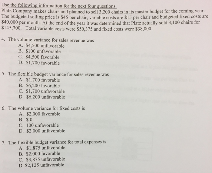 Solved Use the following information for the next four | Chegg.com