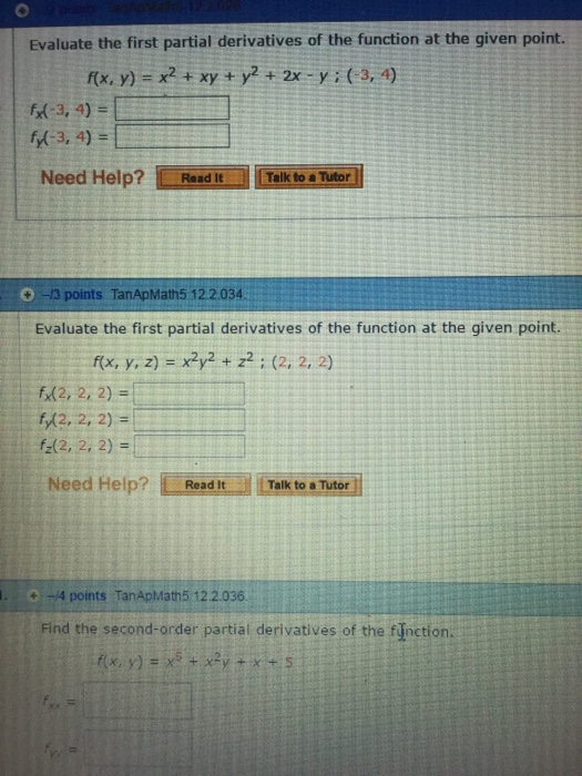 Solved Evaluate the first partial derivatives of the | Chegg.com