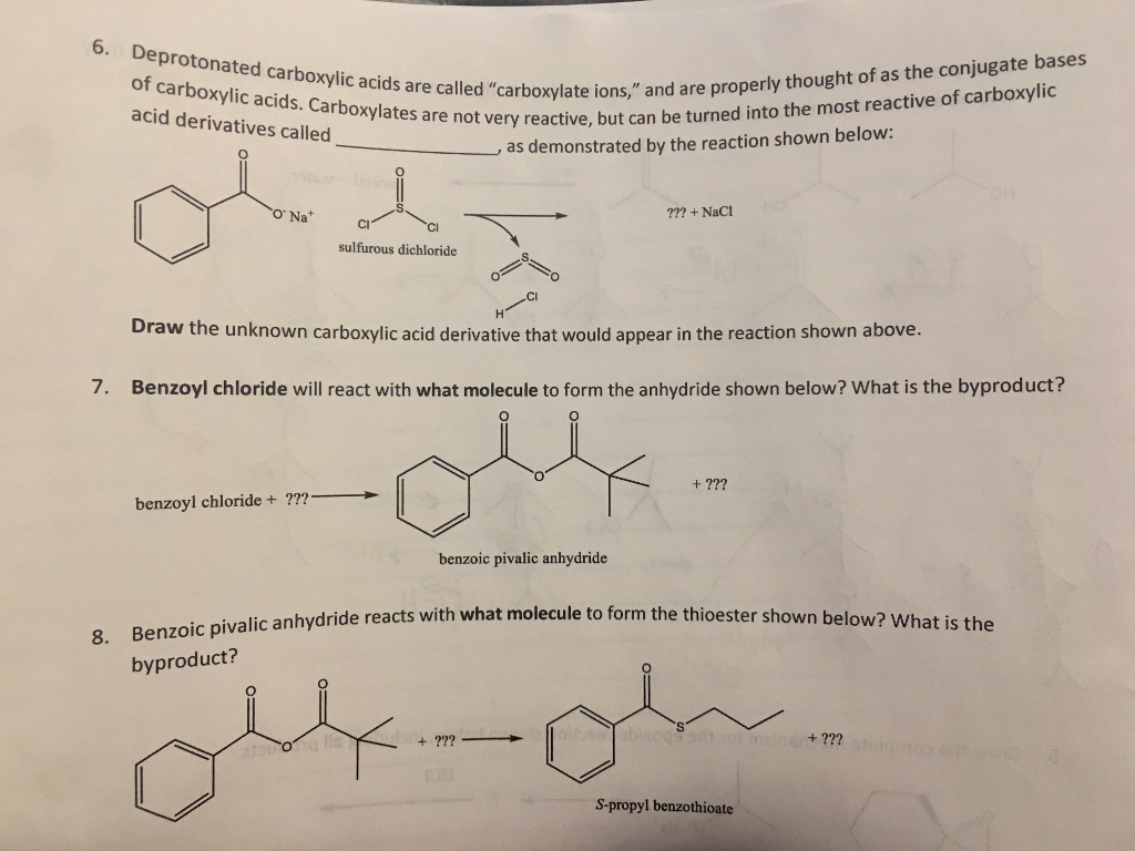 Solved 6. Deprotonated carboxylic acids ar te ions," and are | Chegg.com