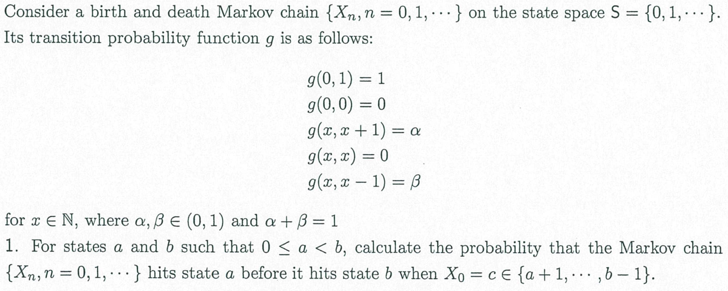 Solved Consider a birth and death Markov chain {Xn, n = 0, | Chegg.com