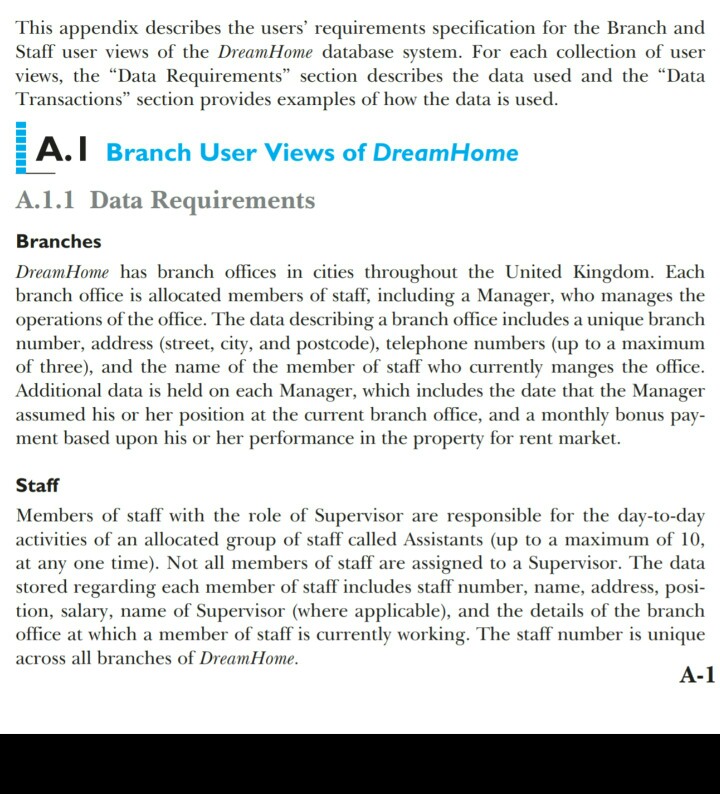 Solved This appendix describes the users' requirements | Chegg.com