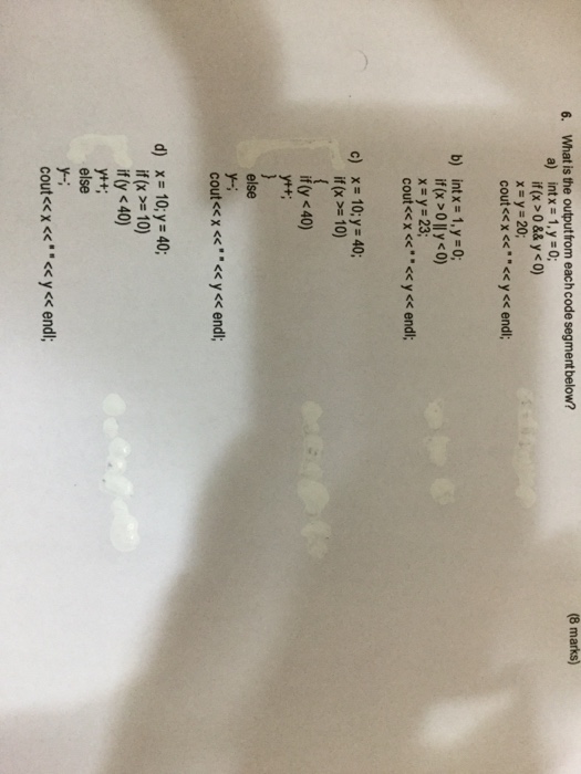 Solved What is the output from each code segment below? | Chegg.com