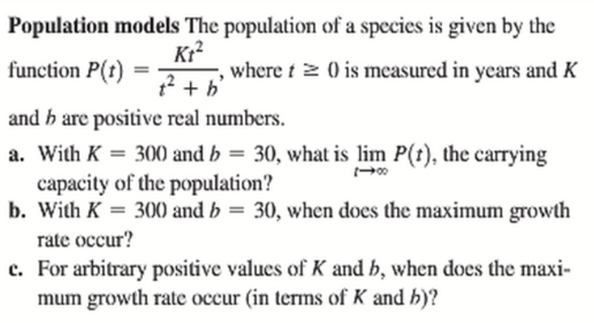 Solved Population models The population of a species is | Chegg.com