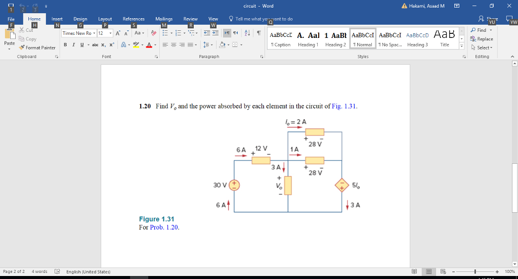 Solved A Hakami, Asaad M X Word Circuit Insert Design Layout | Chegg.com