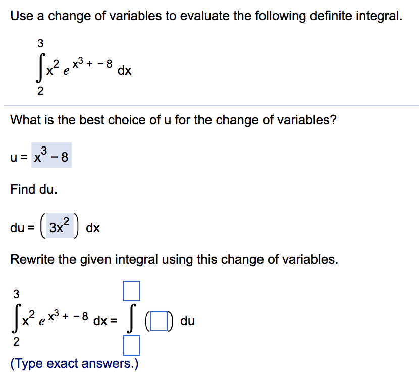 Solved Use a change of variables to evaluate the following | Chegg.com