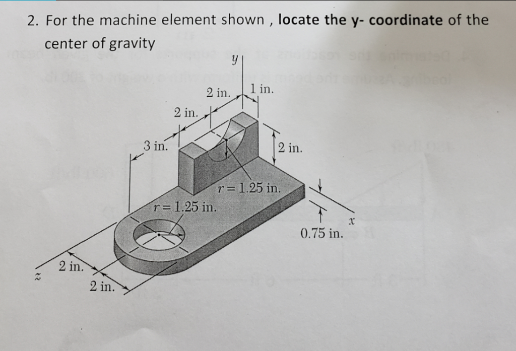 Solved 2. For the machine element shown , locate the y- | Chegg.com