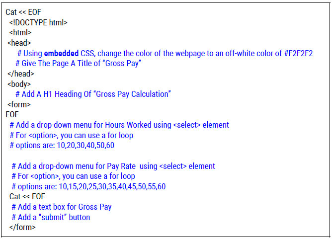 Solved Hello, Please create the following in HTML & CGI & | Chegg.com