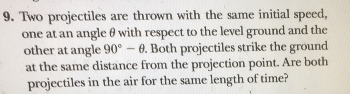 Solved Two projectiles are thrown with the same initial | Chegg.com