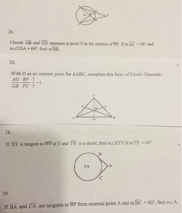 Solved Chords AB and CD intersect at point E in the interior | Chegg.com