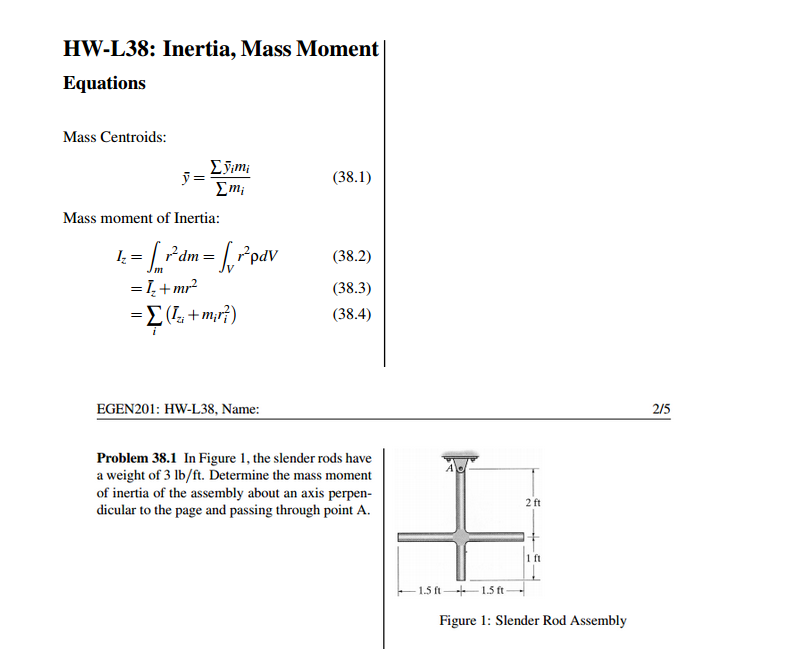Solved In Figure 1, the slender rods have a weight of 3 | Chegg.com