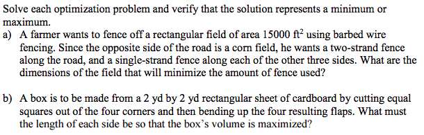 Solved Solve each optimization problem and verify that the | Chegg.com