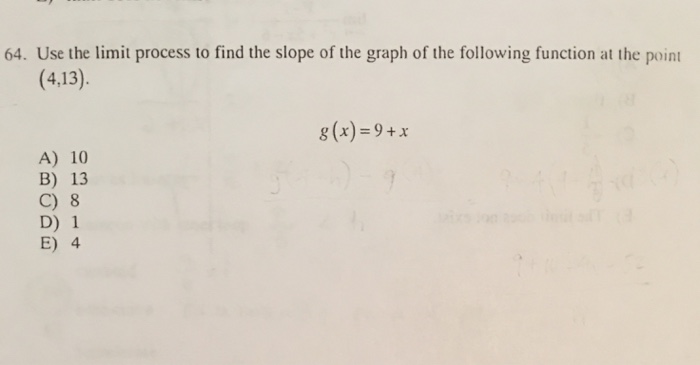 Solved Use the limit process to find the slope of the graph | Chegg.com