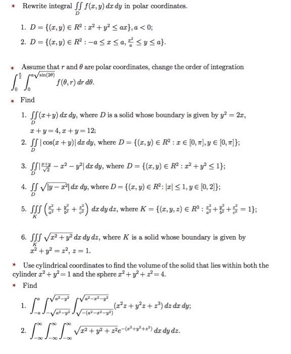 Solved Rewrite integral doubleintegral_D f(x, y) dx dy in | Chegg.com