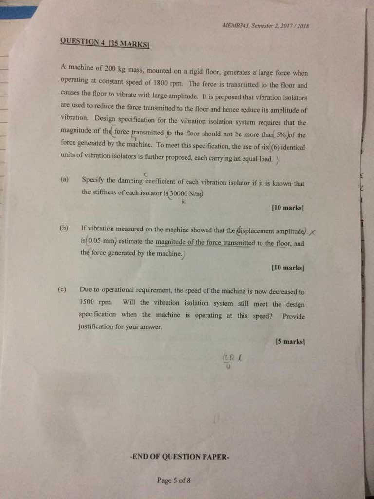Solved MEMB343, Semester 2, 2017/ 2018 QUESTION 2 130 MARKS | Chegg.com