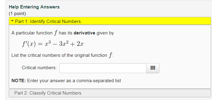 Solved Help Entering Answers (1 point) Part 1: Identify | Chegg.com